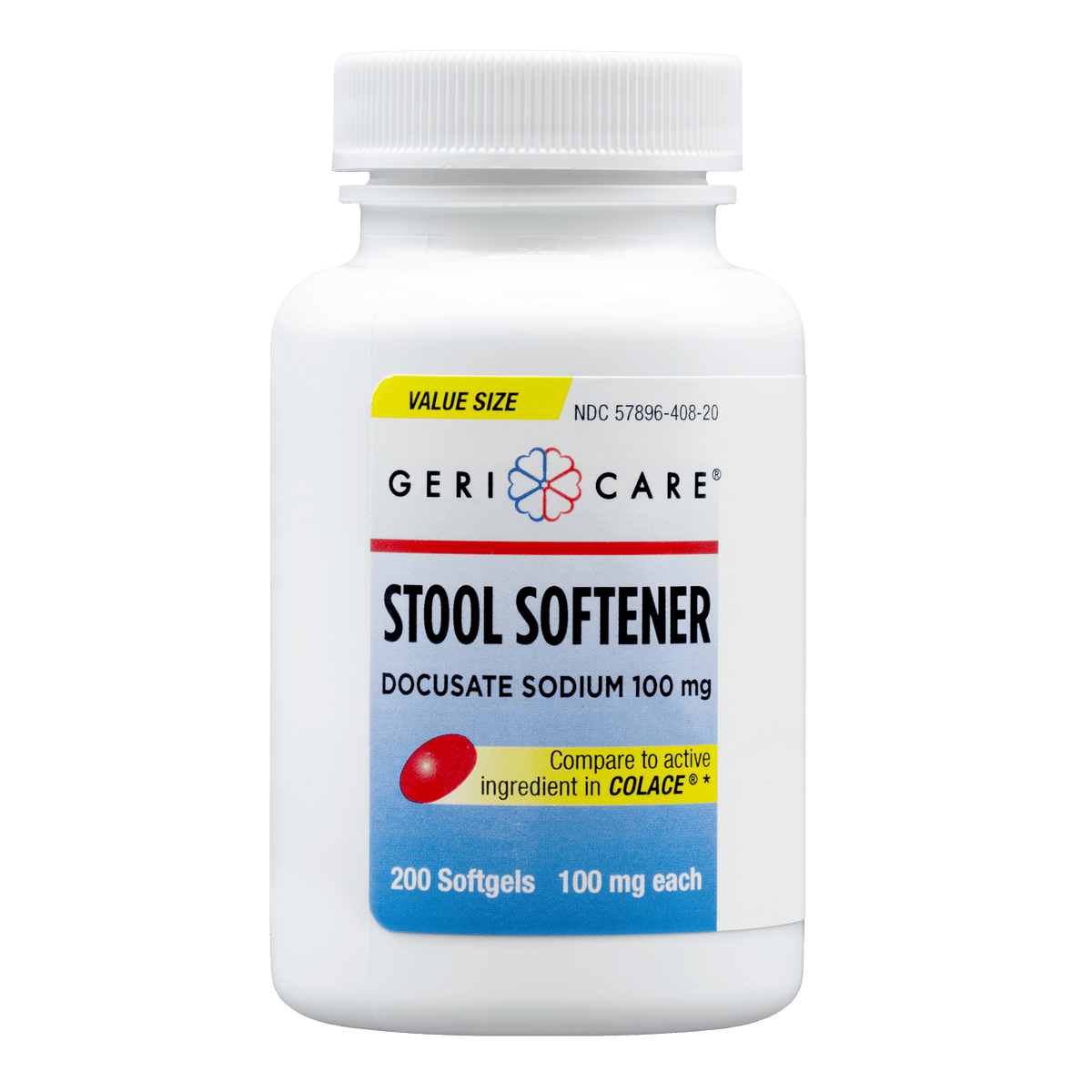 GERICARE Laxatives - Docusate Sodium 100mg, 200 Softgels (Generic Cola ...