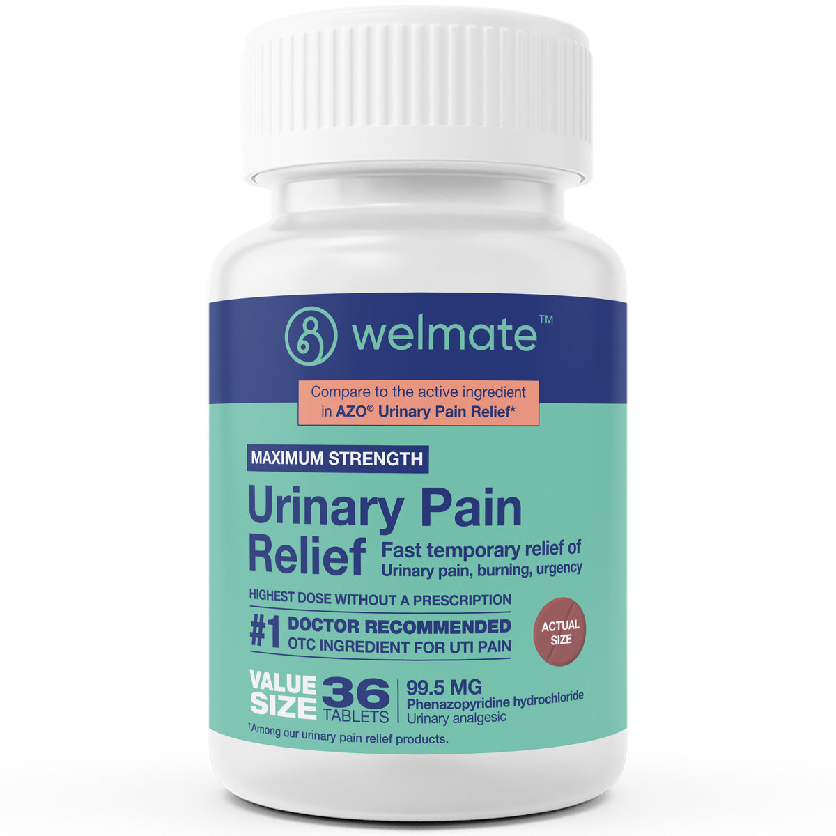 WELMATE Pain Relief - Phenazopyridine 99.5mg, 36 Tablets (Generic AZO ...