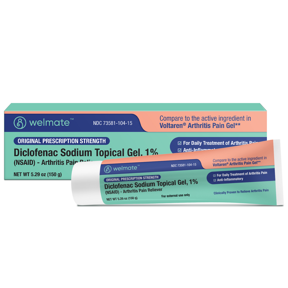 WELMATE Pain Relief - 1% Diclofenac Sodium Topical Gel, 150g (Generic ...