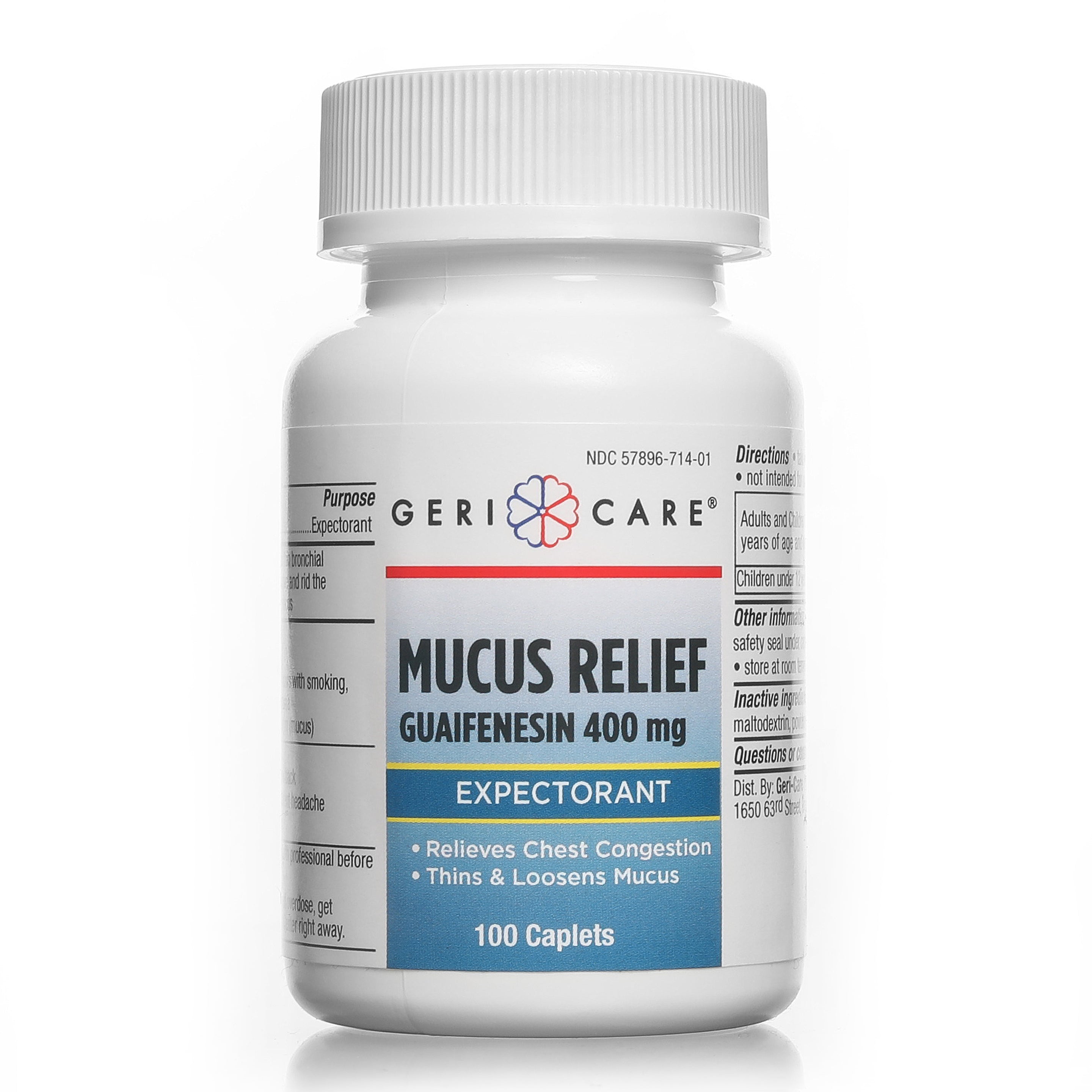 Geri-Care Mucus Relief Caplets | Guaifenesin 400mg | 100 Count ...