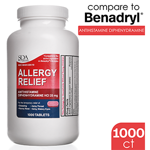 SDA Laboratories Allergy Relief | Diphenhydramine HCl 25mg | 1000 Count ...