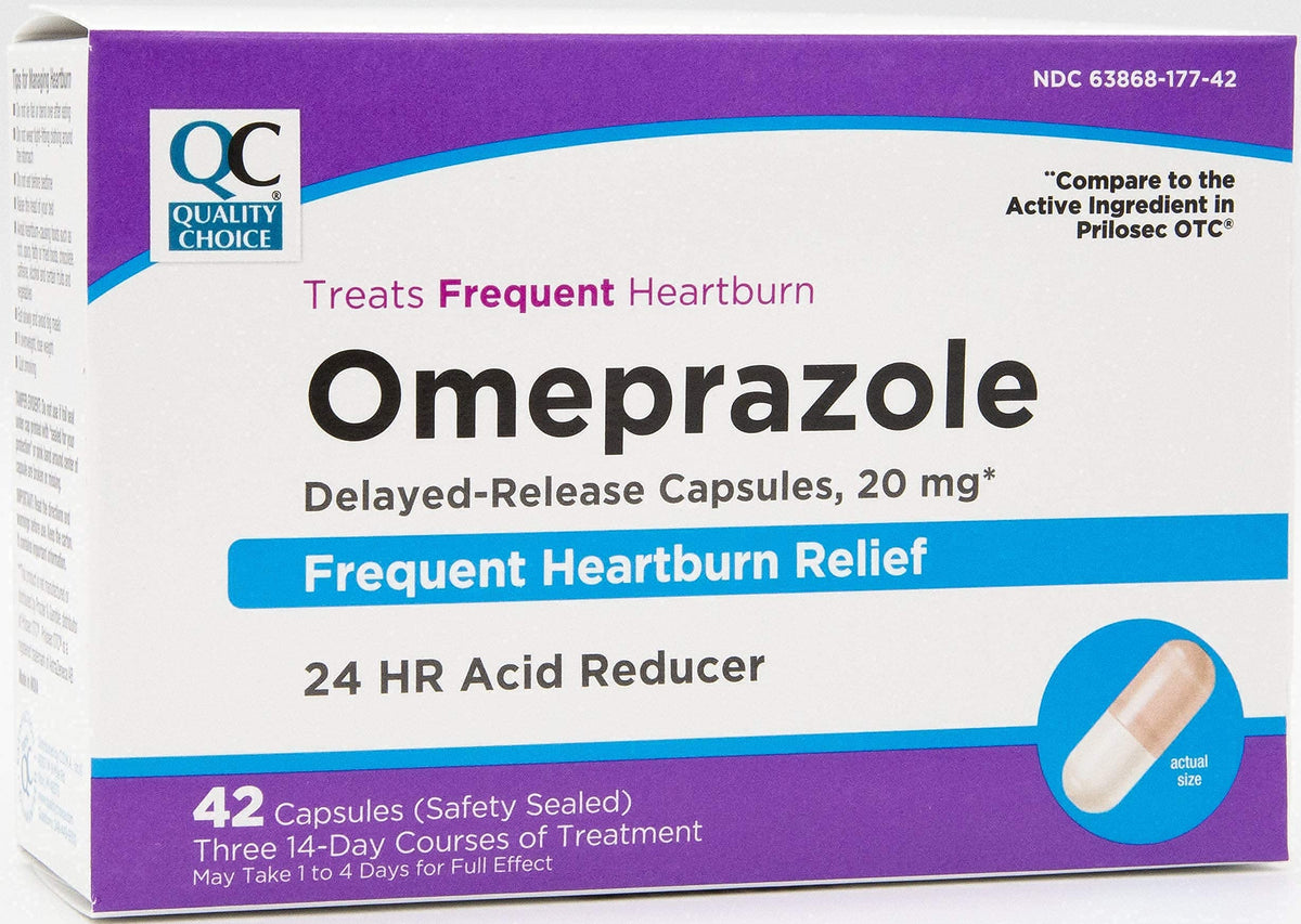 QUALITY CHOICE Acid Reducer - Omeprazole 20mg, 42 Tablets (Generic Pri ...
